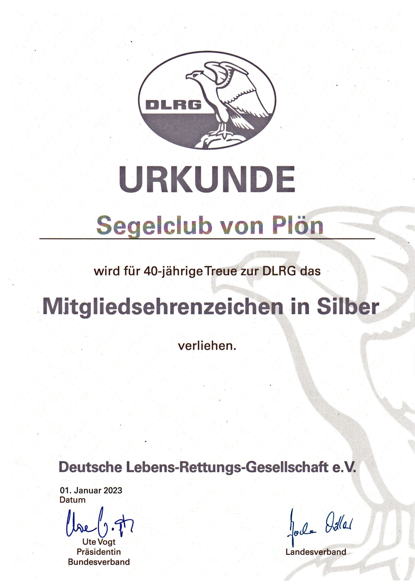 Ehrung des SCvP durch die DLRG - Segelclub von Plön